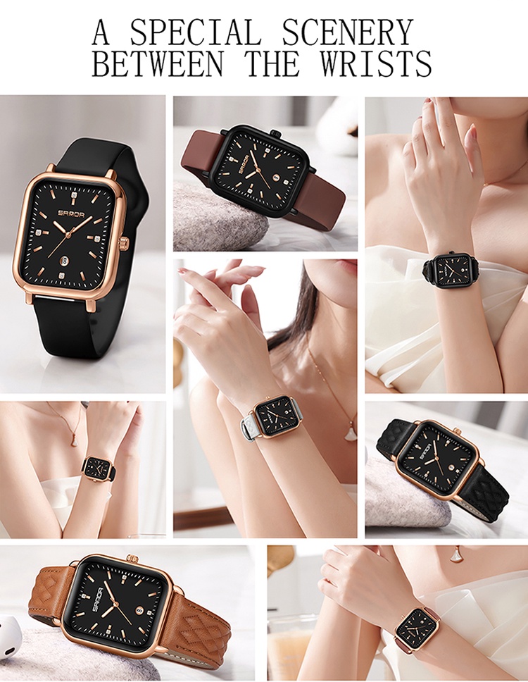 Sanda Women's Elegant Casual Business Square Diamond Quartz Watch ...