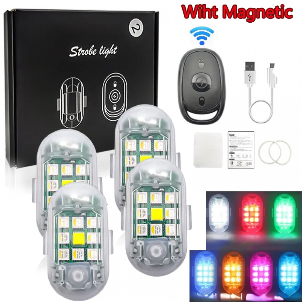 Wireless Remote LED Strobe Light Magnetic for Motorcycle Car Bike ...