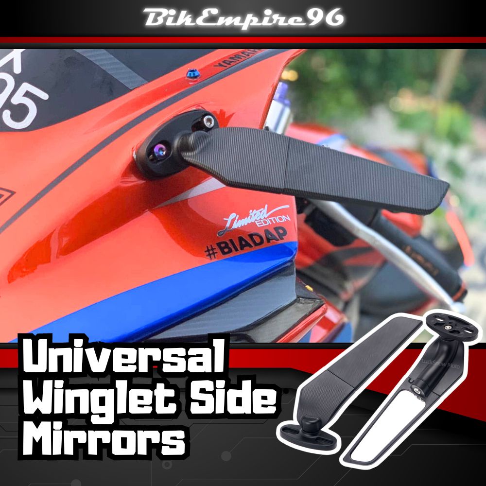 Universal Winglet Side Mirror Adjustable 360 Rotate For Yamaha / Honda ...