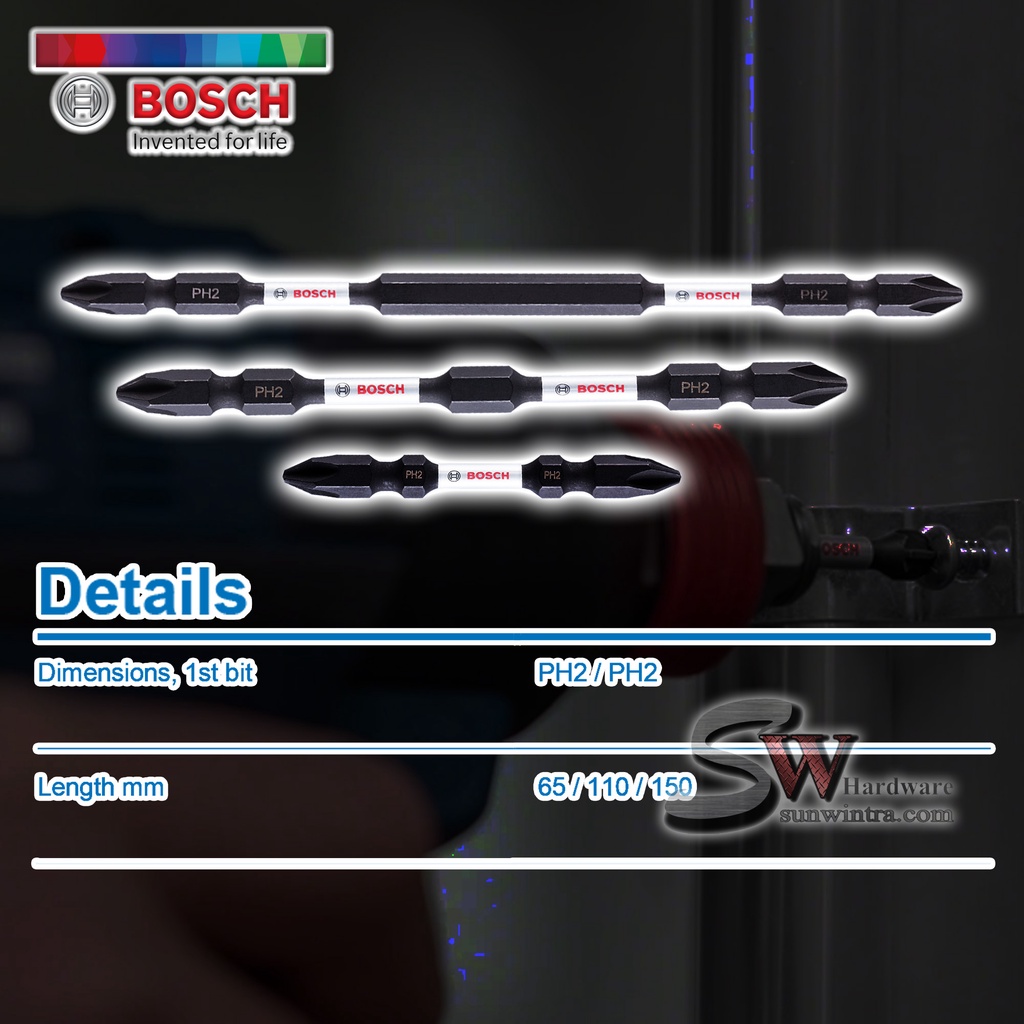 Bosch Impact Screwdriver Bit Double End Bit PH2 x 65MM #2608522405 ...