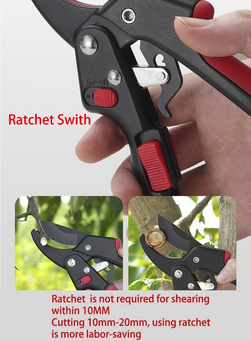Adjustable Ratchet Skip Garden Pruning Shear SK5 Steel Cutter Labor ...