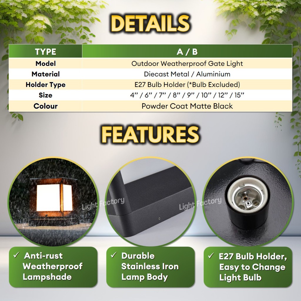 🔥NEW🔥Modern Outdoor Gate Light Cube Gate Lamp Weatherproof Outdoor ...