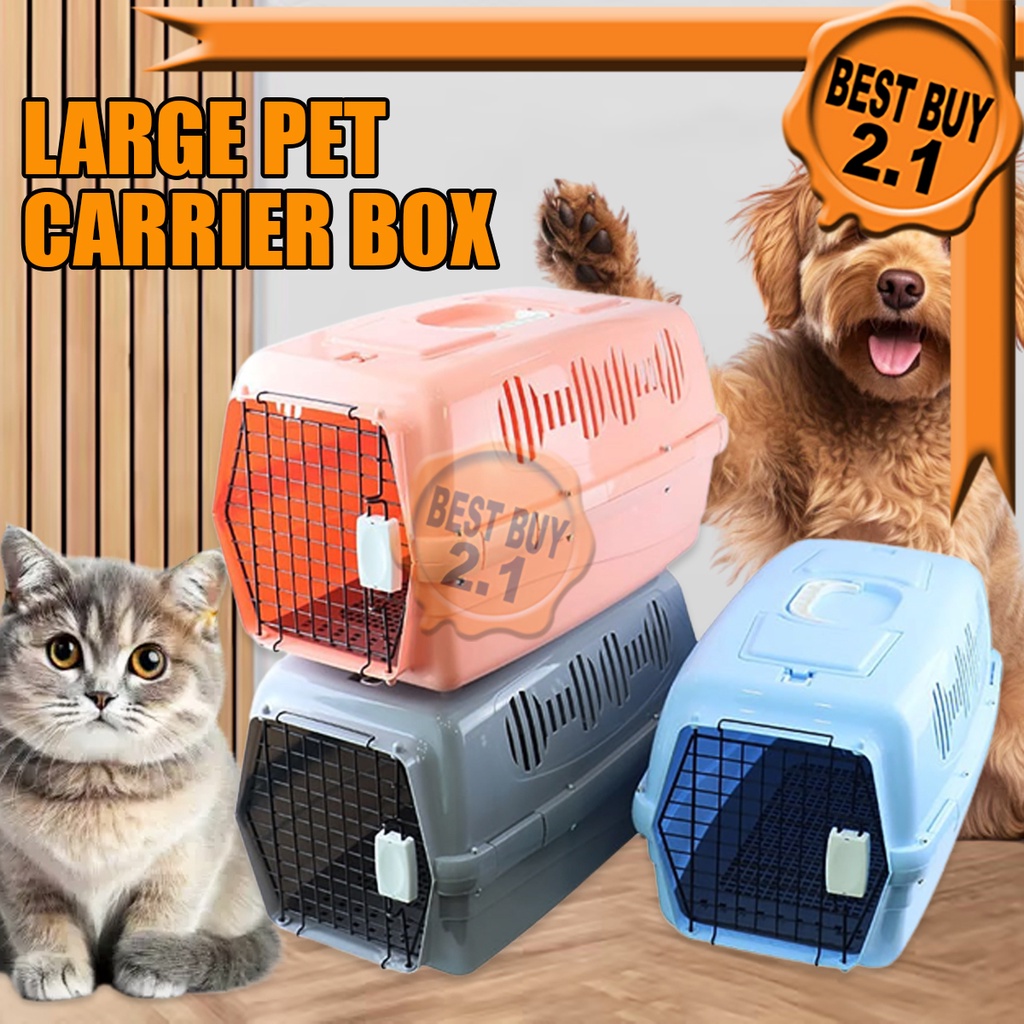 LARGE SIZE PET CARRIER BOX CAT DOG OUTDOOR SAFE FOR TRAVEL CARRY BOX ...