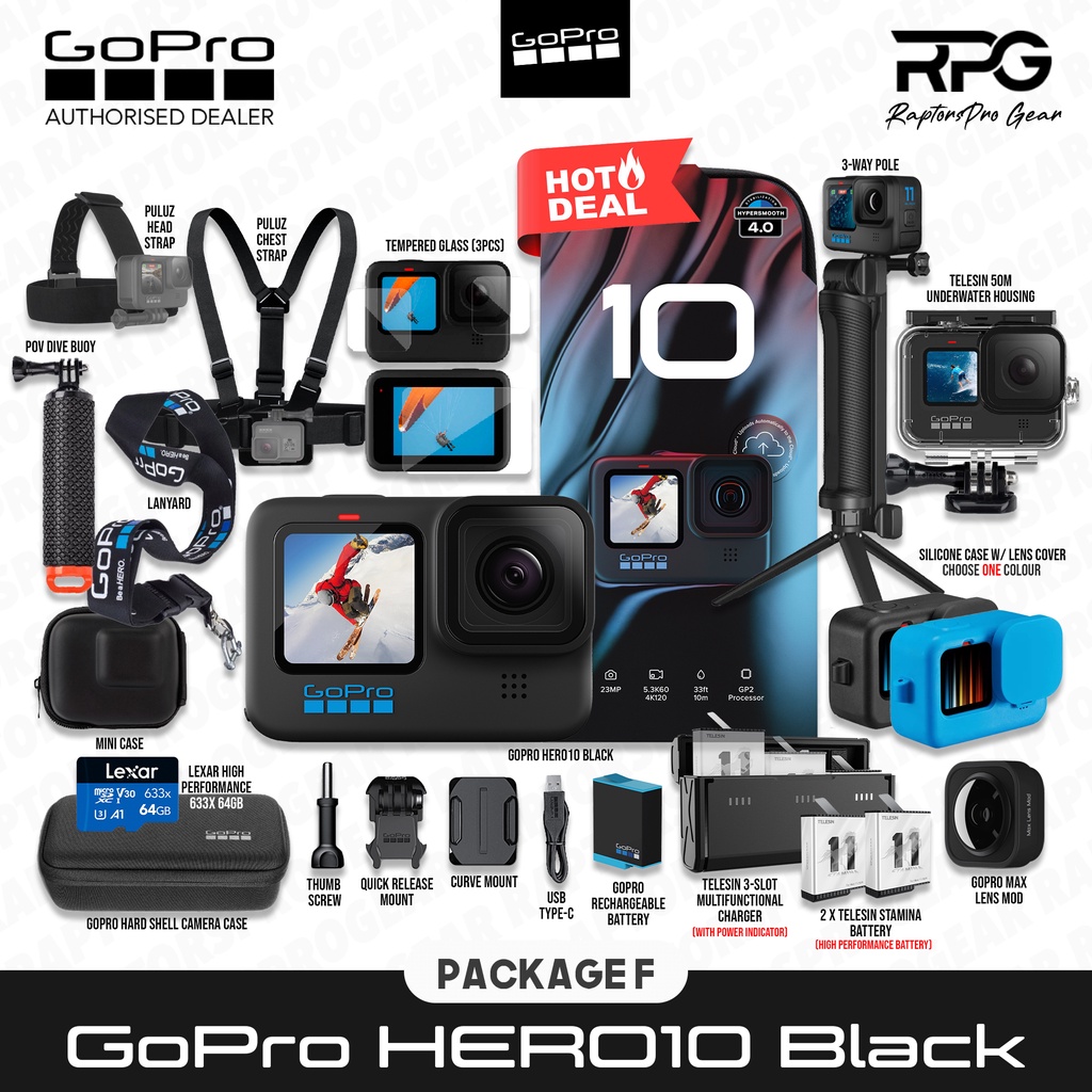 GoPro HERO10 / HERO 10 Black 5.3K60 Video 23MP Photos GP2 Processor HyperSmooth 4.0 Action ...