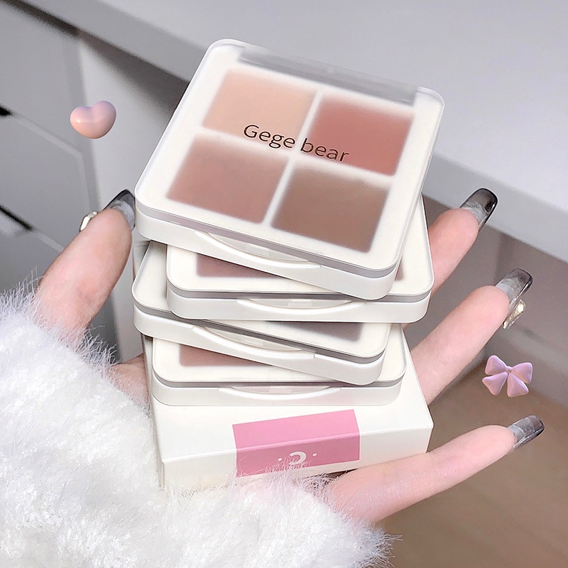 Gege Bear 4 Color Eyeshadow Powder Texture Glitter Shine Soft Delicate ...