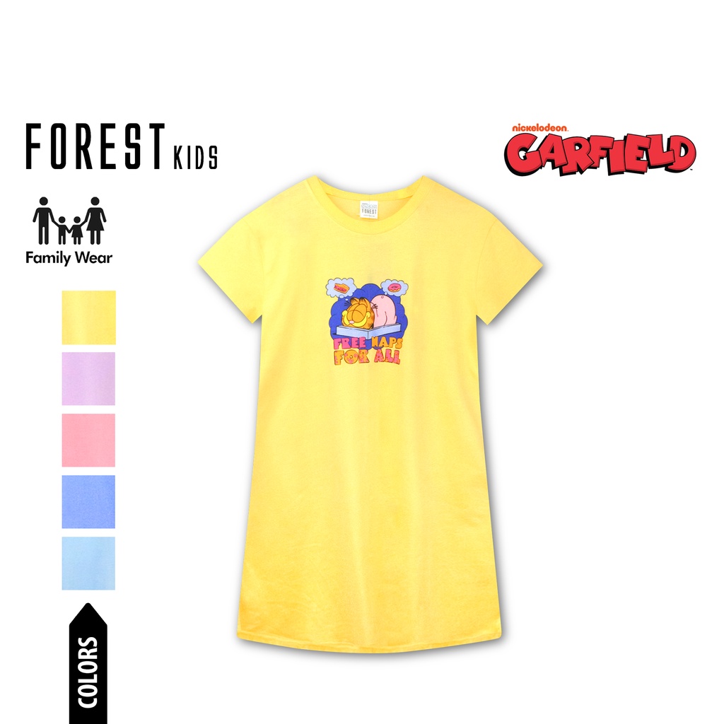 (1 Pc) Forest X Garfield Kids 100% Cotton Sleep Dress Pyjamas- GPJ0014D ...