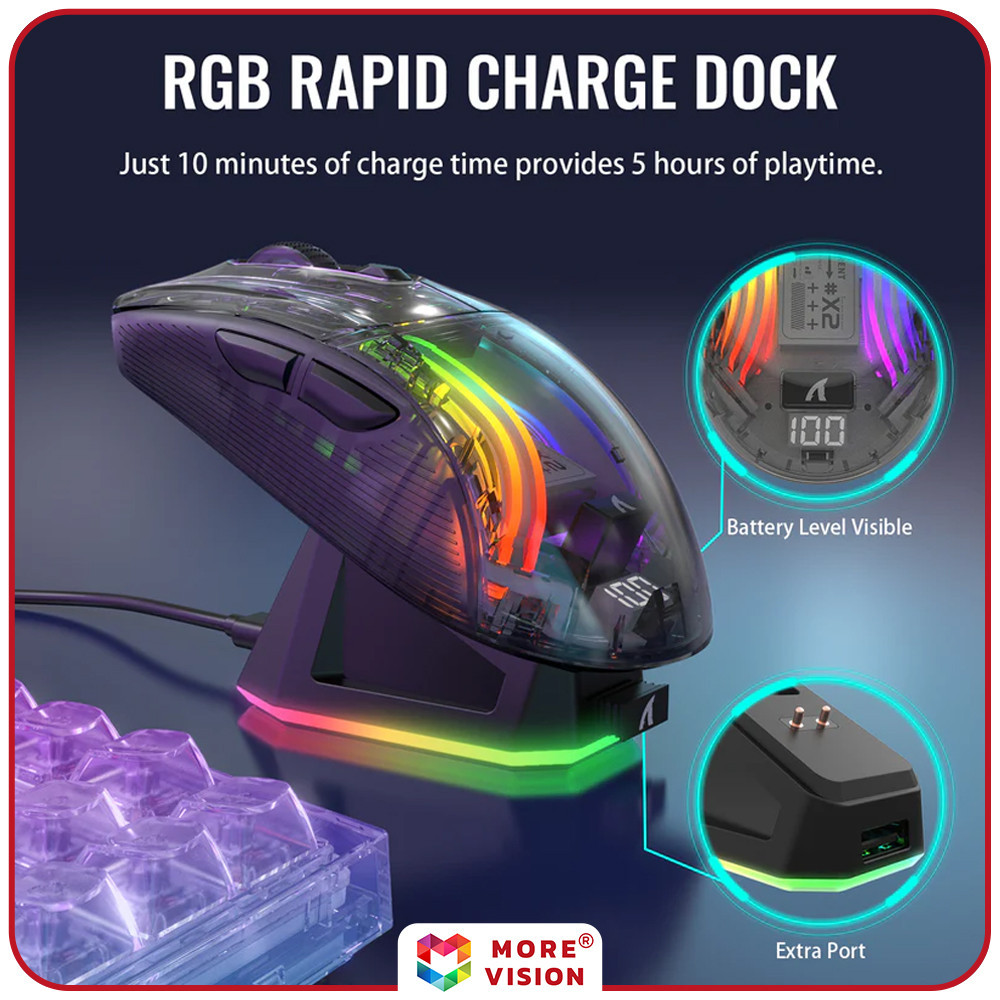 X2 Attack Shark Pro Mouse Wireless Charging Bluetooth Tri-Mode RGB ...