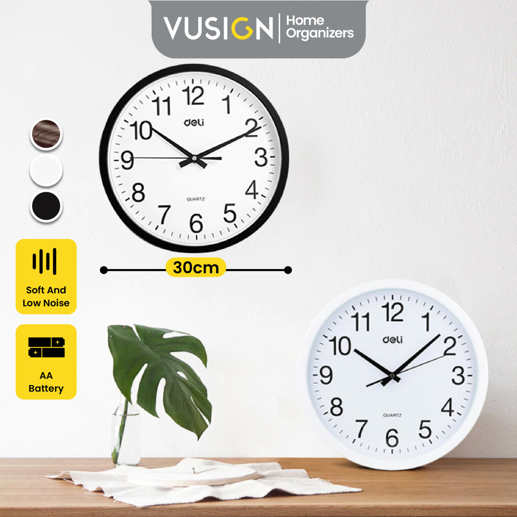 Vusign Low Noise Quartz Analogue Wall Clock Silent Metal Pointer Clocks ...