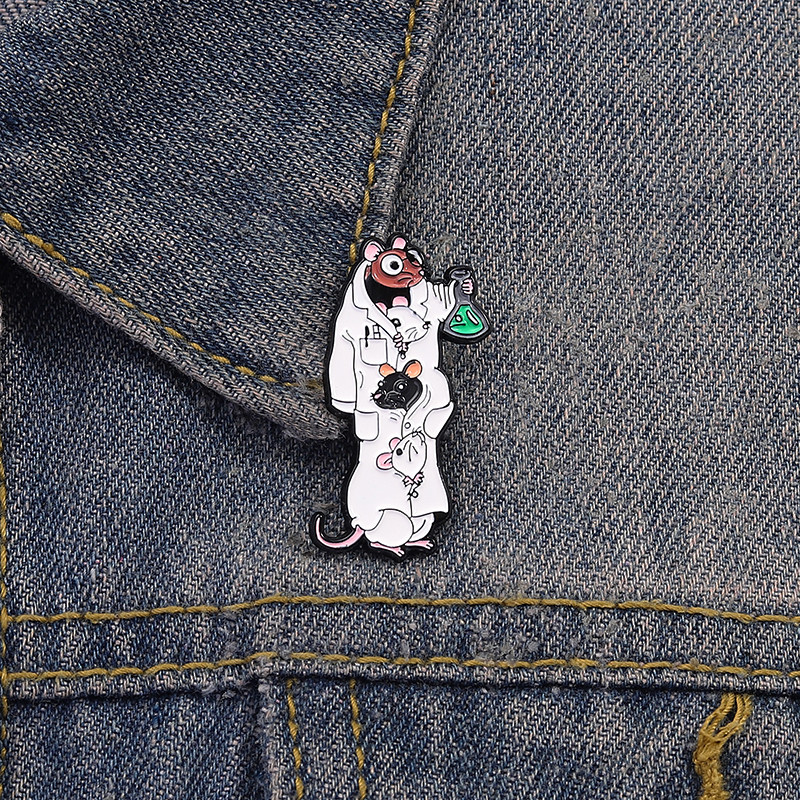 Funny Science Lab Mouse Brooch Cartoon Chemistry Laboratory Pin ...