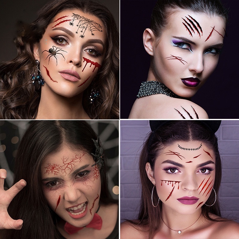 Halloween Spider Scar Special Effect Tattoo Stickers / Facial Patch For ...