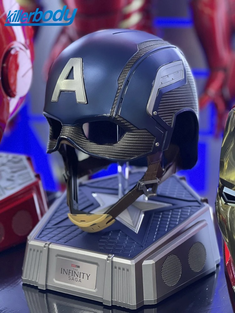 Marvel Captain America Helmet 1:1 Portable Genuine Leather Battle Mask ...