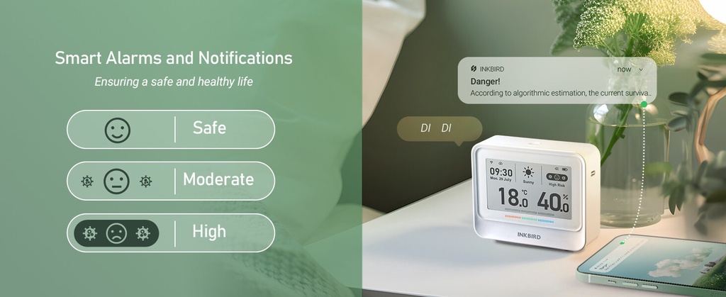 INKBIRD IBS-TH5-WIFI 8-in-1 Indoor Temperature and Humidity Monitor Home Weather Station Indoor ...