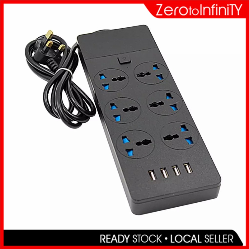 HTW shop 6 Sockets 4 USB Malaysian standard Extension wire socket ...