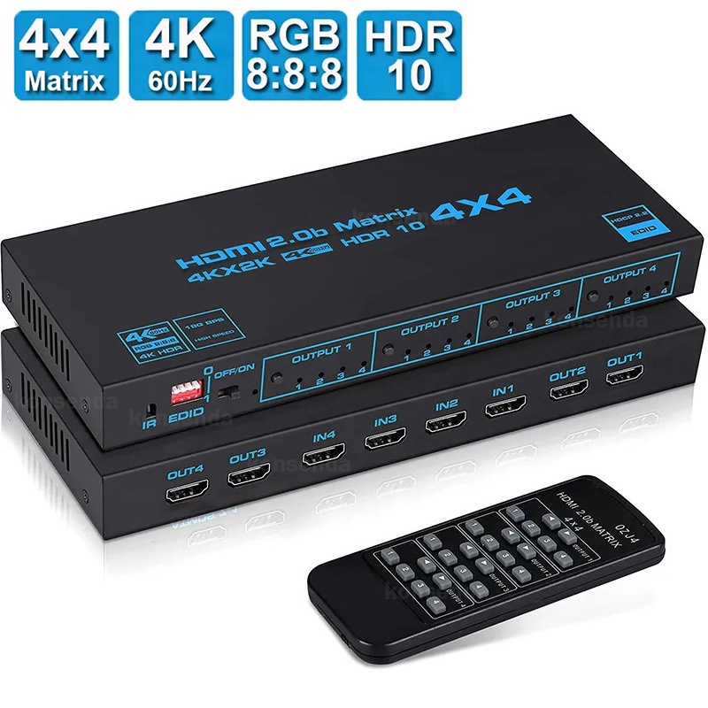 4K 60Hz HDMI True Matrix Switcher 4 in 4 out Matrix HDMI Video Switcher ...