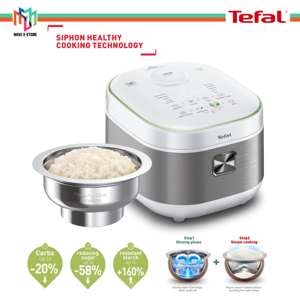 Tefal RK8621 Healthy & Tasty Plus IH Rice Cooker 1.5L Low Carbs 8 cups ...