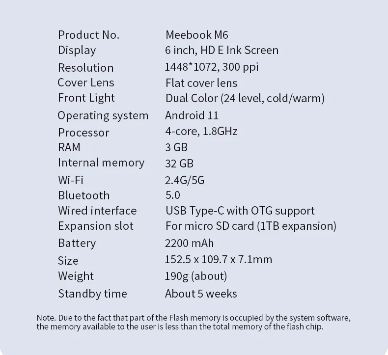 Original Meebook M6 E-book Reader 6 inch E-ink 300PPI Screen Ereader ...