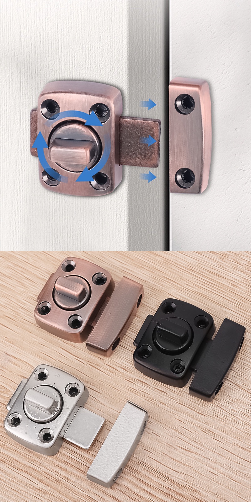 Heavy Duty Rotate Sliding Latch With Screws - Thickened Zinc Alloy ...