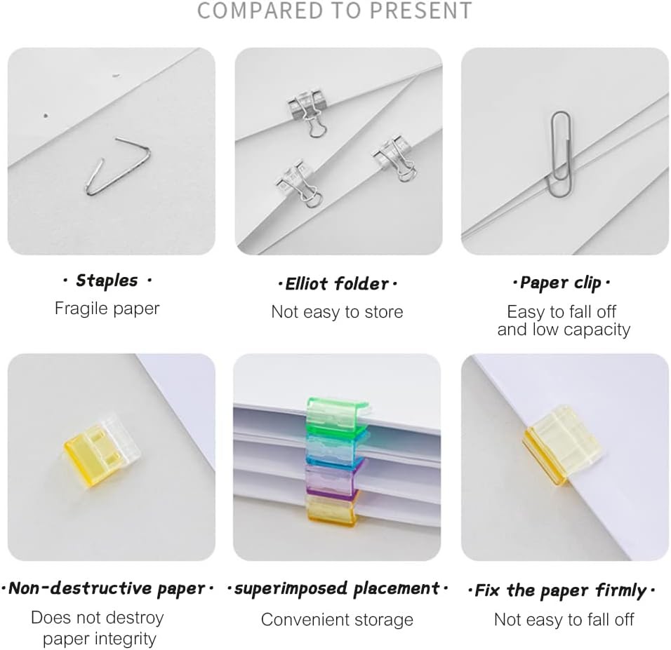 10 PCS Mini Paper Clip Transparent Bookmark Colorful Clip Slider School ...