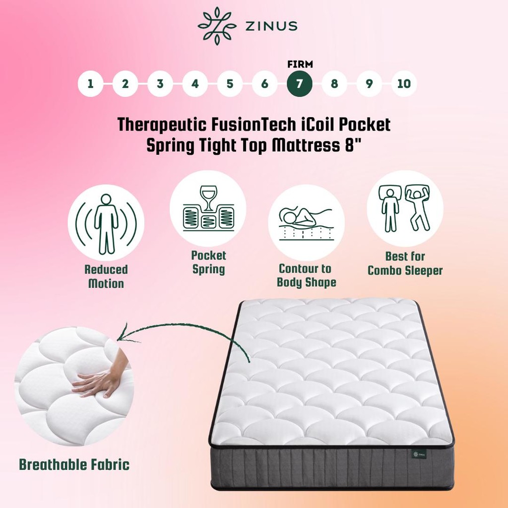 [FREE SHIPPING] Tilam Medium Firm 20cm Pocket Spring Zinus Mattress 8 ...
