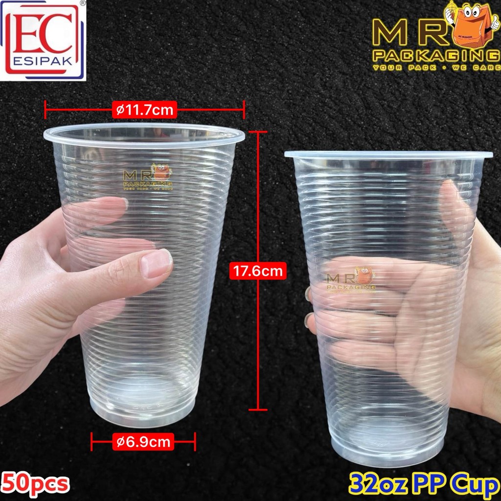 EC 32oz PP Cup with Dome Lid [ 50pcs ] A32 - Disposable Plastic Cup A ...