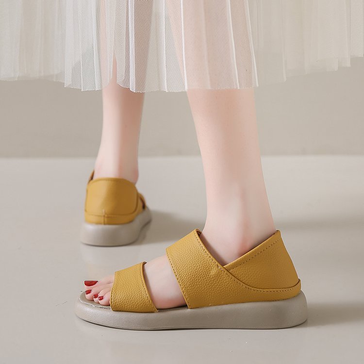 2024 Summer Fairy Flat Soft Bottom Sandals Fashion Two-Way Wear Heel ...