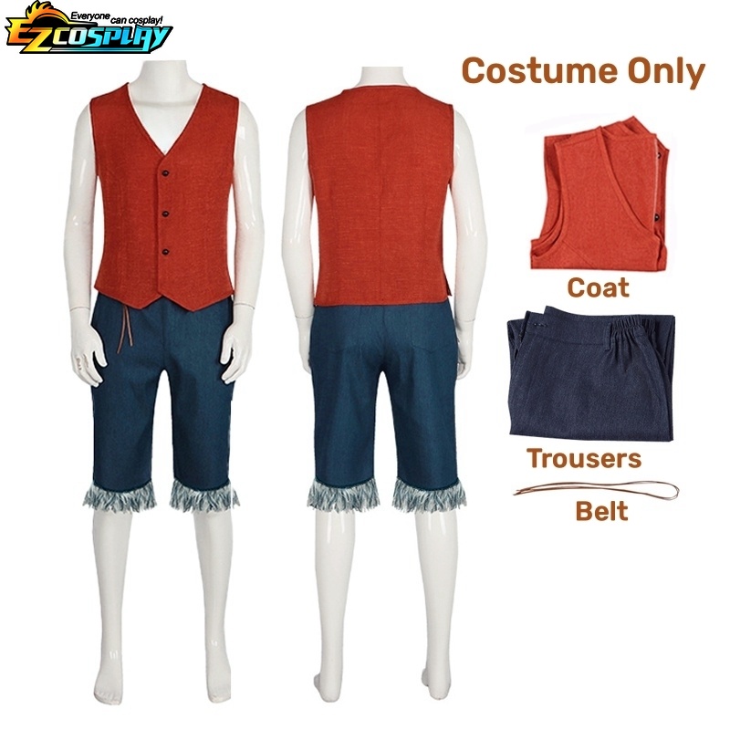 Luffy Cosplay Costume Hat Movie Luffy Cosplay Shirt Pants Uniform ...
