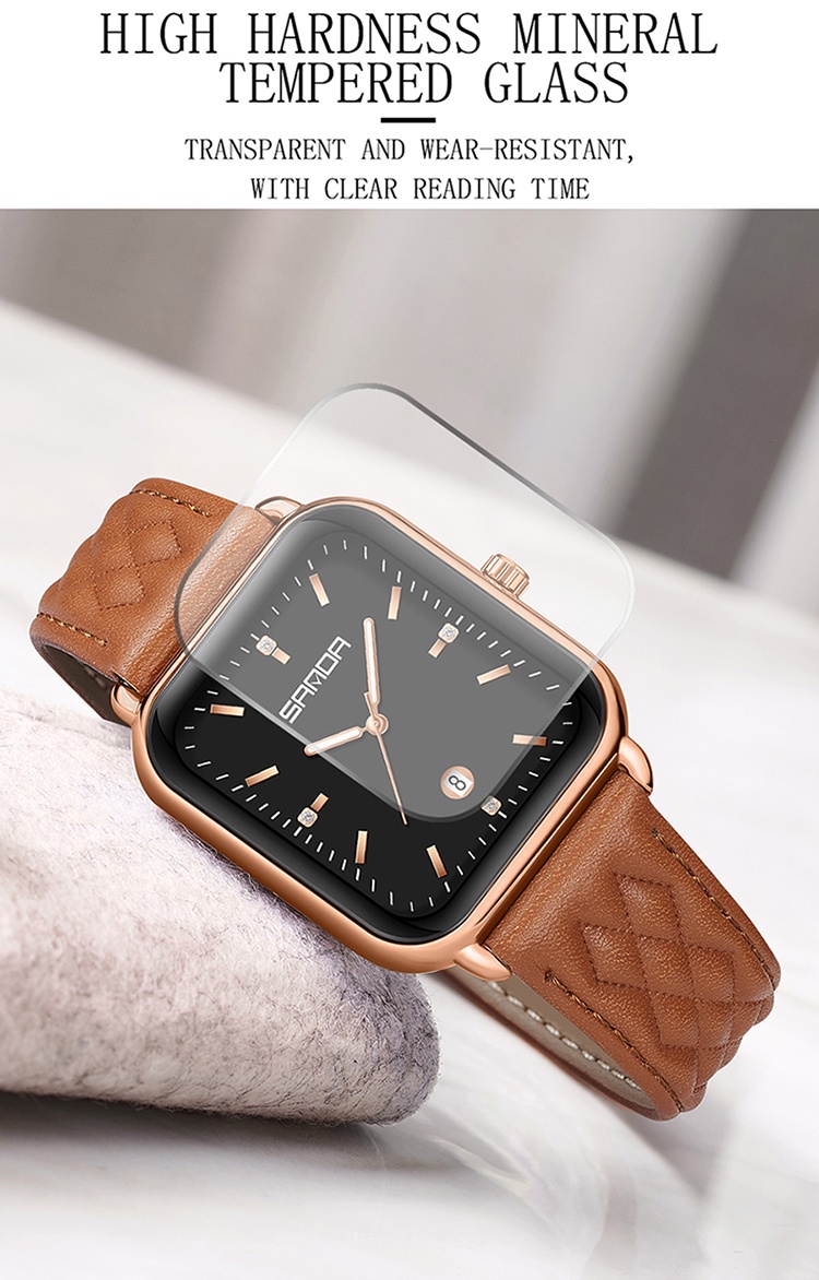 Sanda Women's Elegant Casual Business Square Diamond Quartz Watch ...