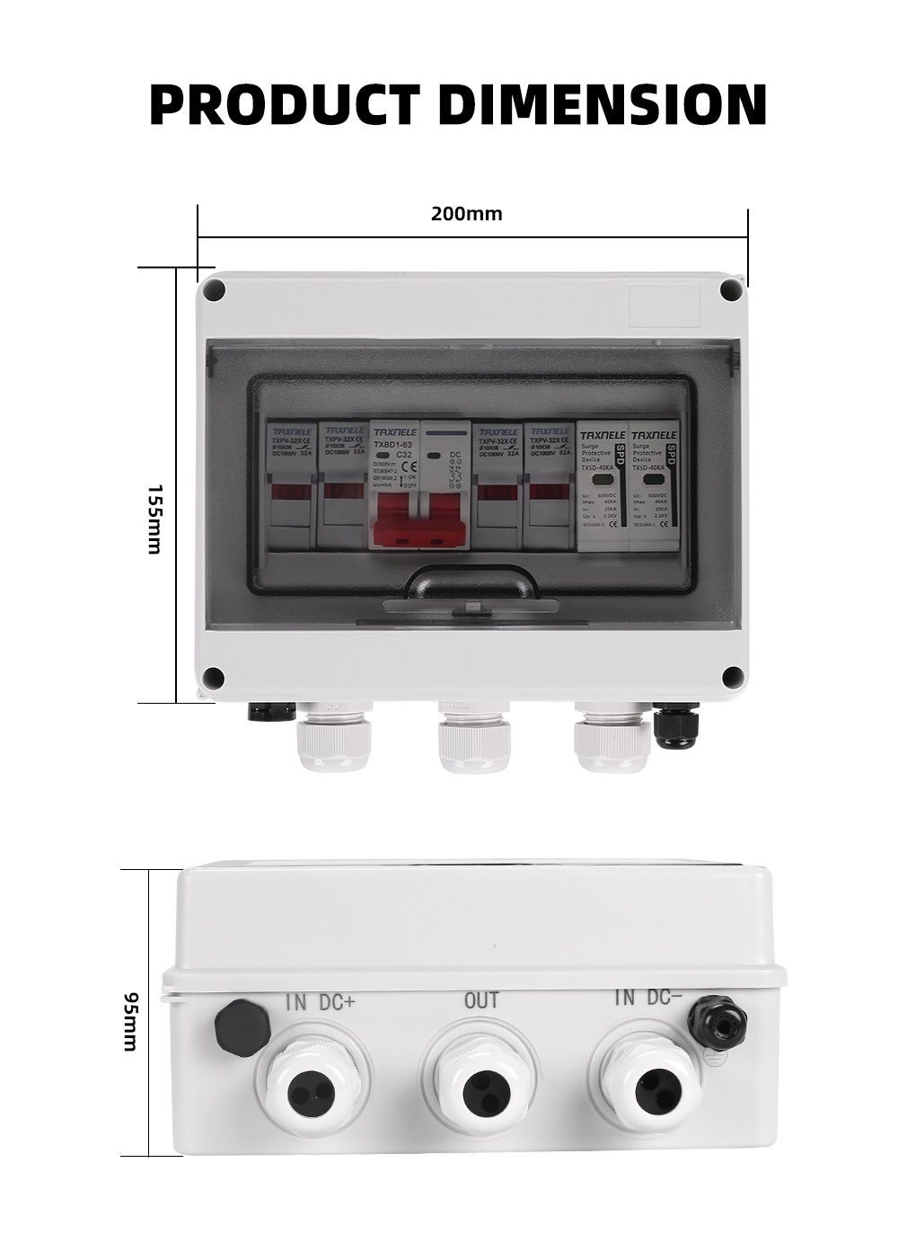 Solar photovoltaic PV Combiner Box Surge Lightning Protection 2 input 1 ...