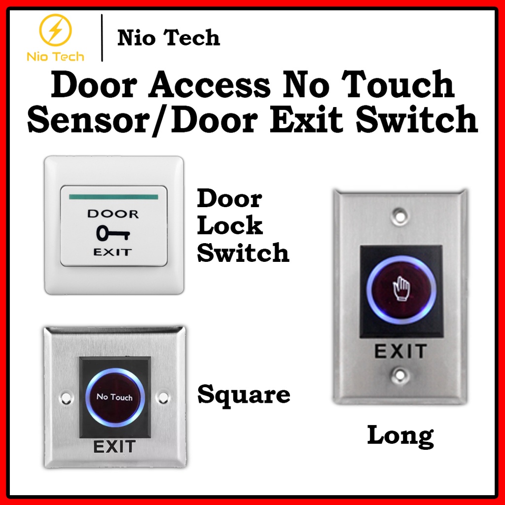 NioTech No Touch Contactless Door / Exit Switch Release Exit Button with LED Indication Door ...
