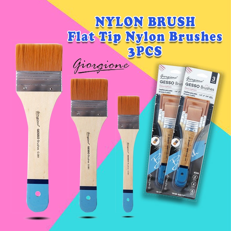 Giorgione Gesso Mixed Nylon Artist Art Flat Brush (Watercolour/Acrylic ...