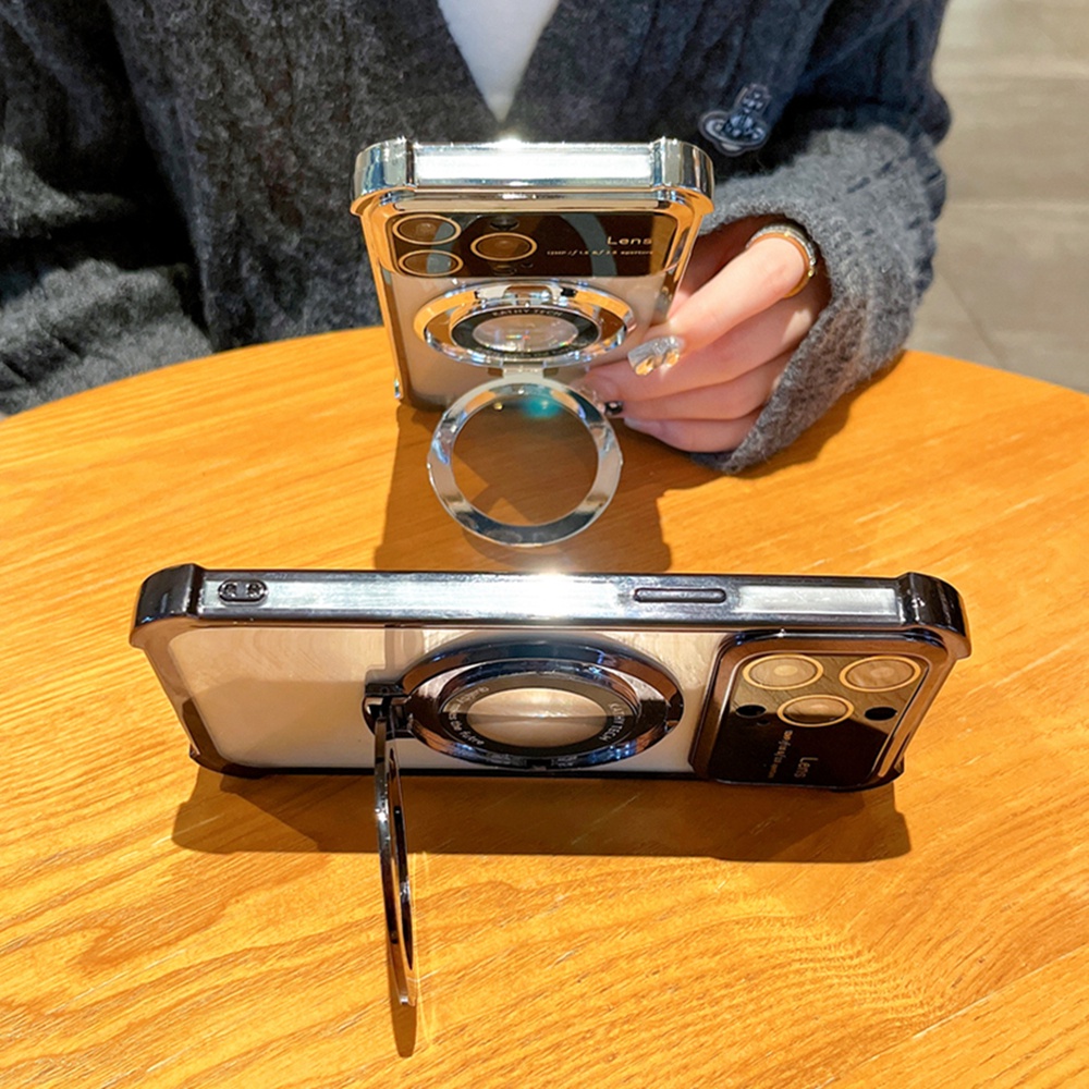 6D Plating Transparent Magnetic Bracket Case for IPhone 15 Pro Max 11 ...