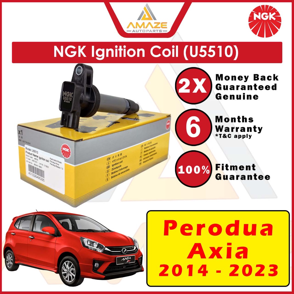 NGK Ignition Coil U5510 for Perodua Axia (2014 - 2023)(Equals 9004A ...
