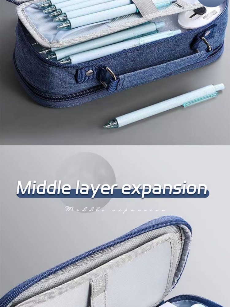 Large Capacity Pencil Case Canvas Pencil Box Korean Portable Pencil Bag ...