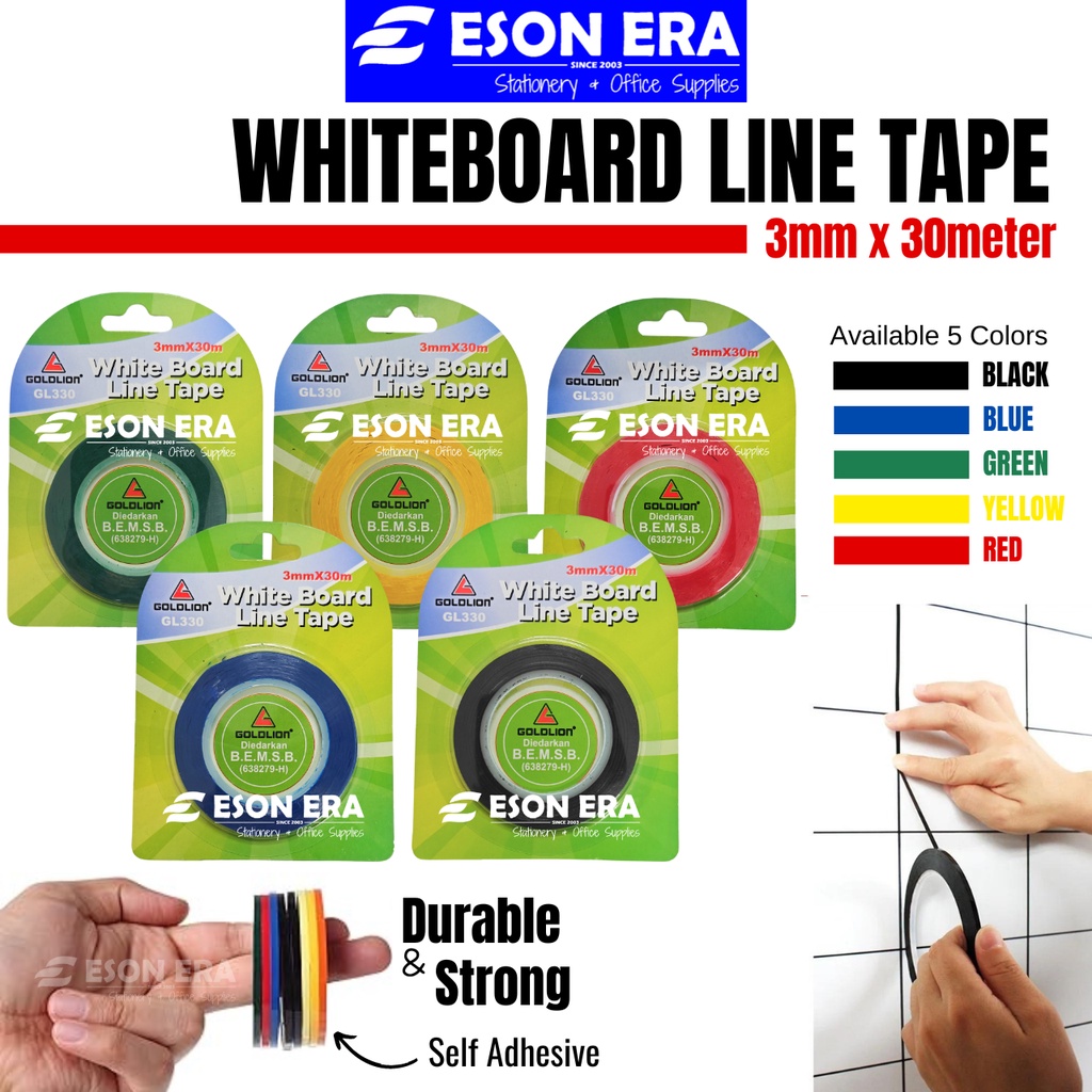 Whiteboard Line Tape 3mm x 30meter Goldlion GL330 White Board Sticker ...