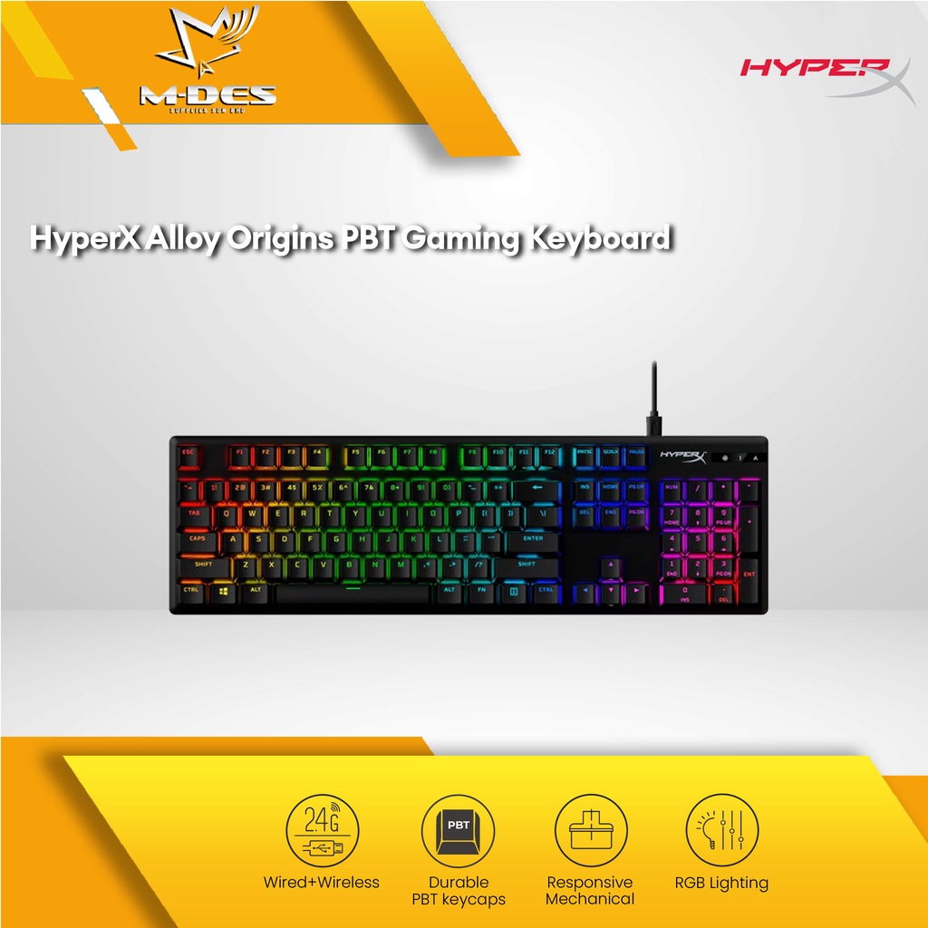 HyperX Alloy Origins PBT Gaming Keyboard RGB Lighting , Aluminum Body ...