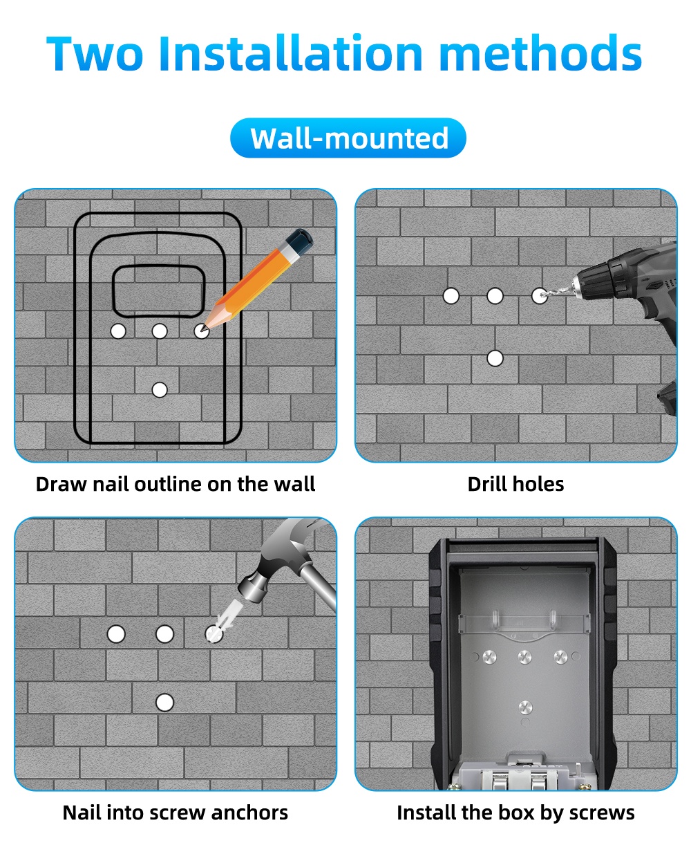 Padlock Key Box Storage Password Metal Quality Anti-Theft Lock Outdoor ...