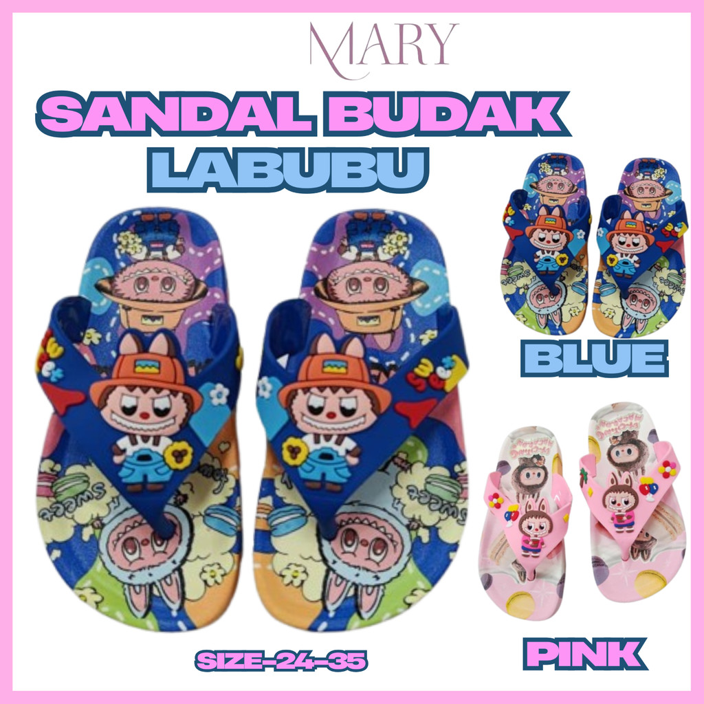 [MARY] Girl's Cartoon Labubu Flip Flop Slippers / Selipar Budak ...