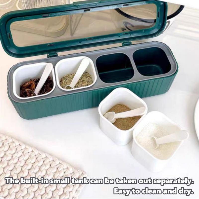 【PLAYFUL】 4 IN 1 Seasoning Box Set Spice Storage Salt MSG Spice ...