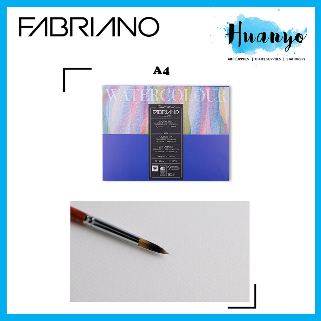 Fabriano Watercolour Paper A4/A3 Pack Artist Acquarello 25% Cotton Cold ...
