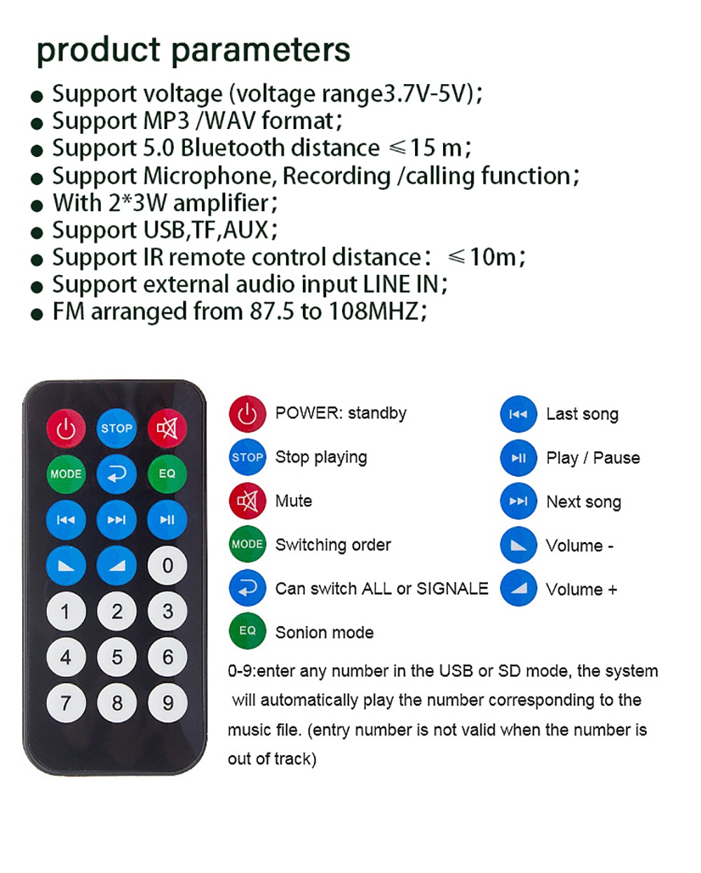 DC 5V Wireless Bluetooth DIY MP3 Decoder Board 6W Amplifier Handsfree ...