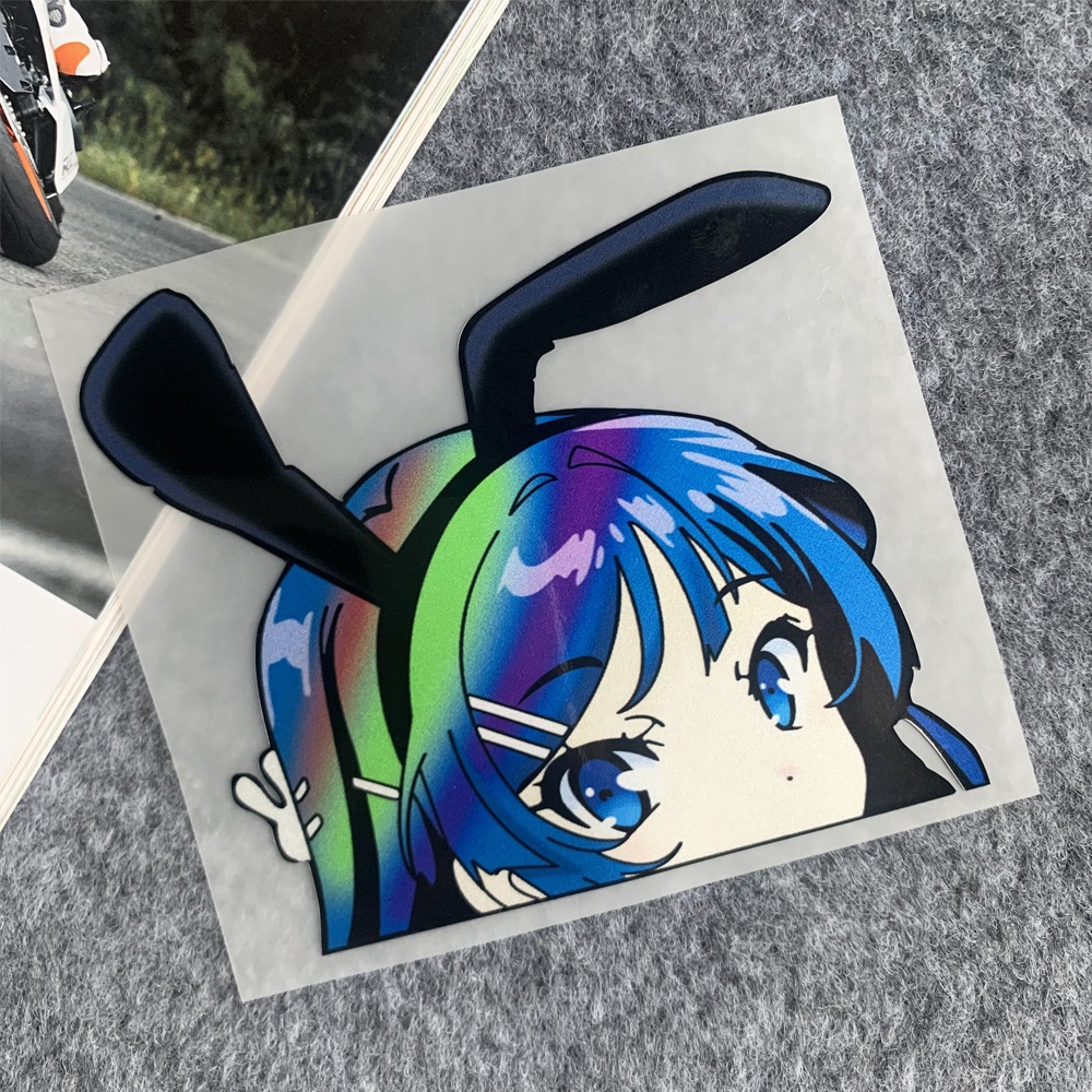 JDM Anime Girl Demon Slayer Kamado Nezuko Reflective Car Sticker Decor ...
