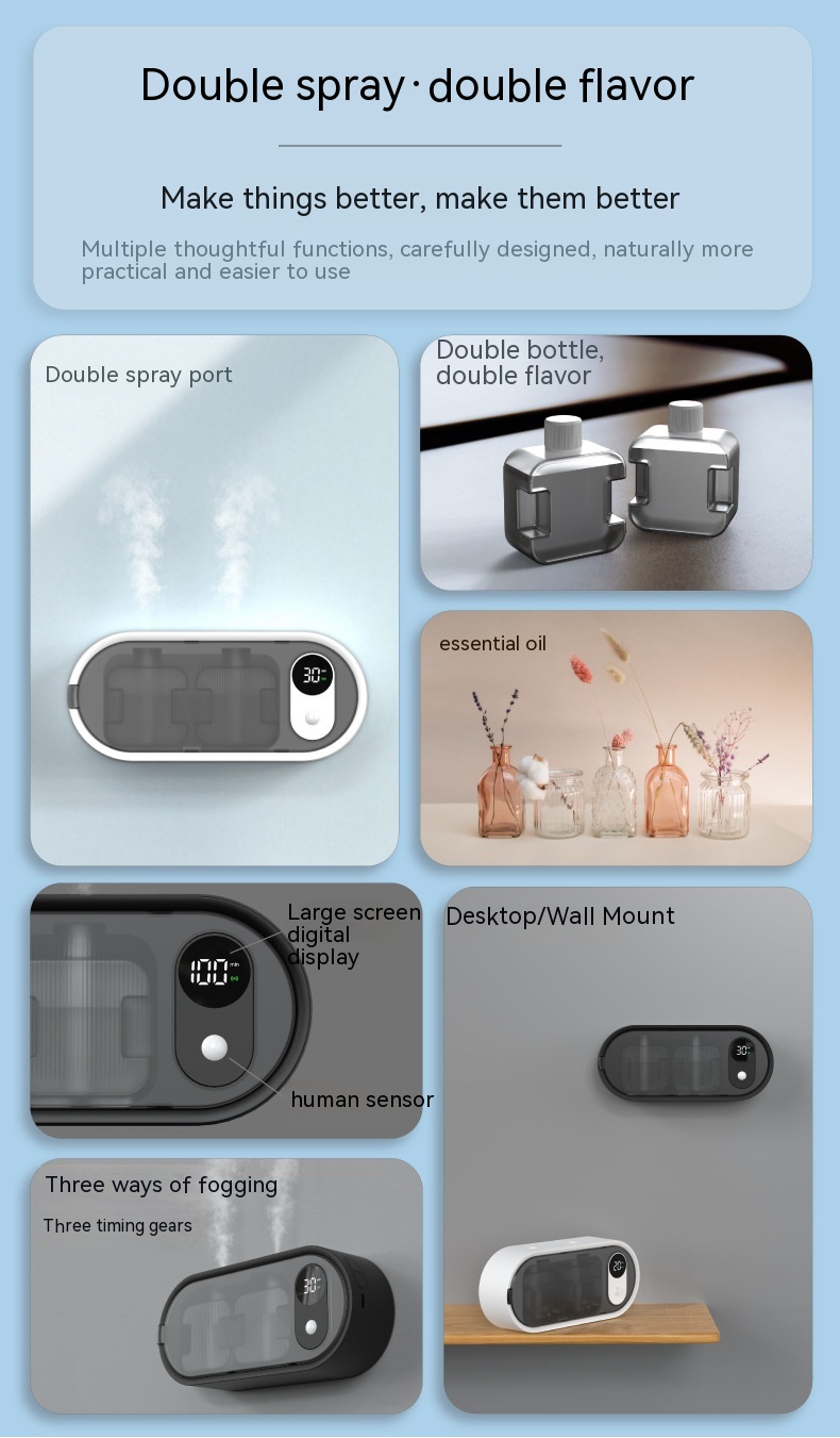 Smart Dual Spray Automatic Aroma Diffuser Induction Nebulizer Essential ...