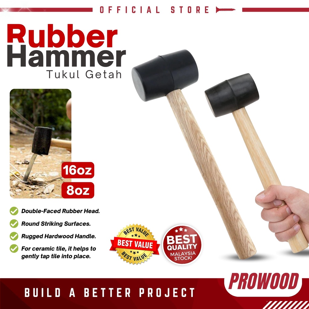 Double Faced Mallet 8oz 16oz Solid Rubber Hammer Hammer for Tile Mosaic ...