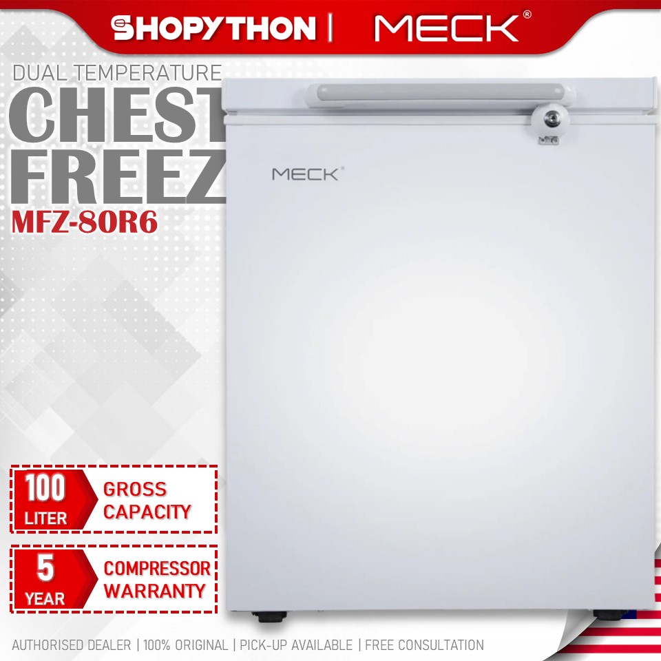 MECK Chest Freezer MFZ-80R6 - White (100L) Dual Temperature 80L Net ...
