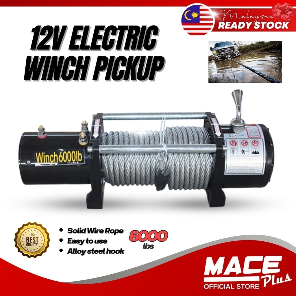 6000lbs 12V Load Capacity Electric Winch Lifting Pickup Offroad Car ATV ...
