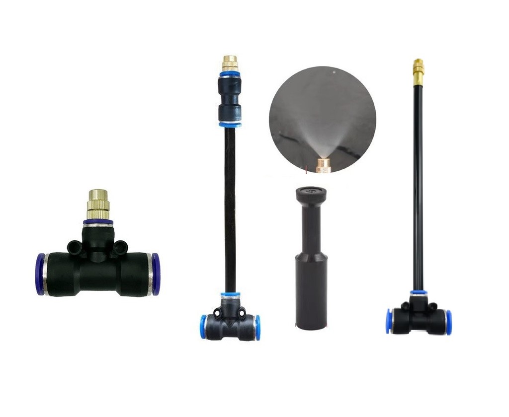 Adjustable Copper SPrayer Atomizing Kits 6/8mm connector Nozzles+Tee ...