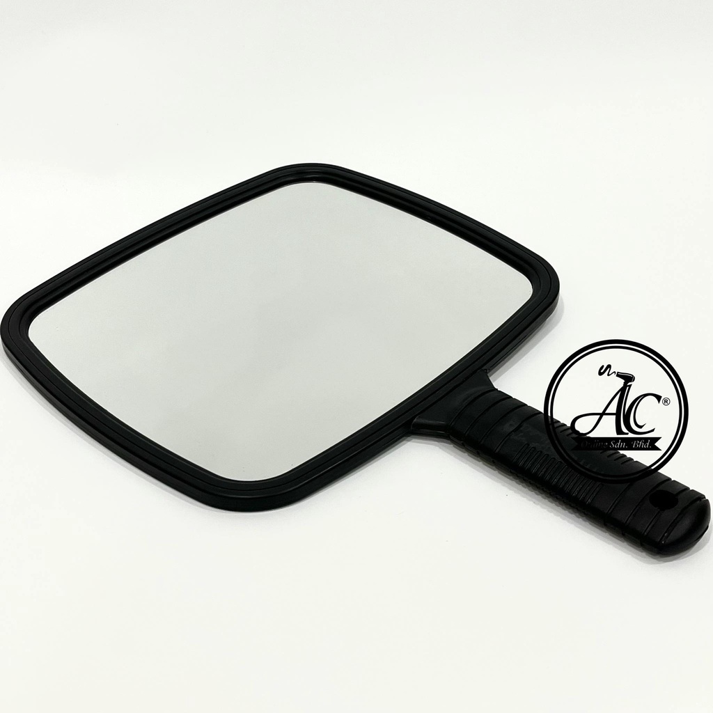 Salon Hand Mirror Rectangle Hairdressers Mirror with Handle Make Up ...