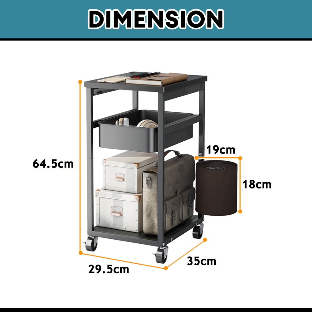 Encora Steel Kitchen Trolley Rack Troli Rak Penyimpanan Office Storage ...