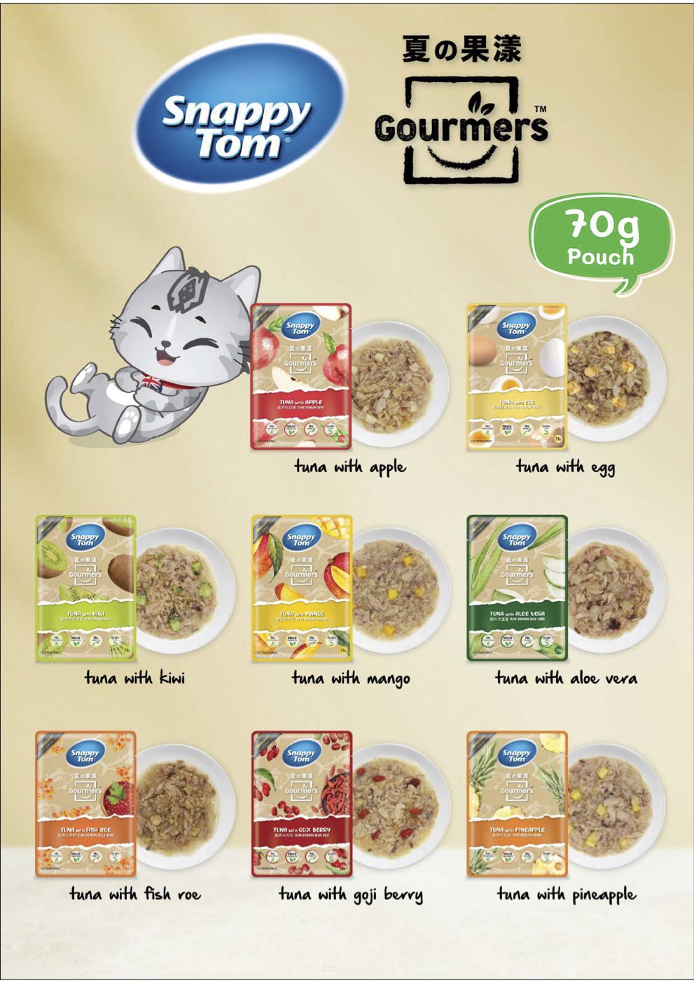 Snappy Tom Gourmers Pouch Series 70g / Healthy Series / Premium Cat ...
