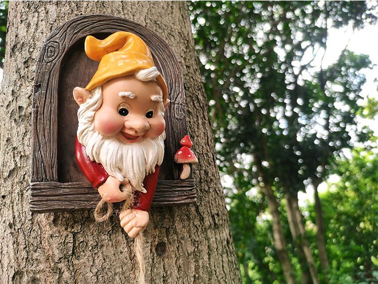 Garden Dwarf Dwarf Climbing Rope Resin Craft Ornament Decorations ...